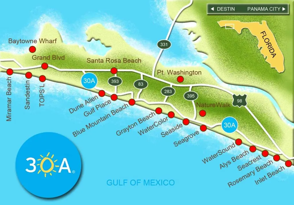 Florida Rosa Map Beach Santa Grayton Park30a Grayton Beach State Park
